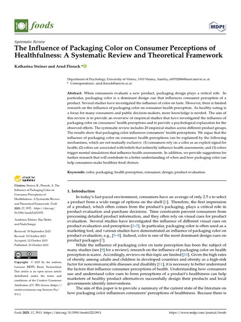 The Influence Of Packaging Color On Consumer Perceptions Of Healthfulness A Systematic Review