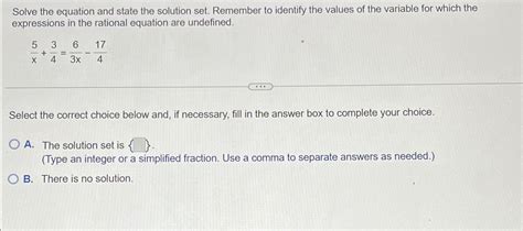 Solved Solve The Equation And State The Solution Set Chegg