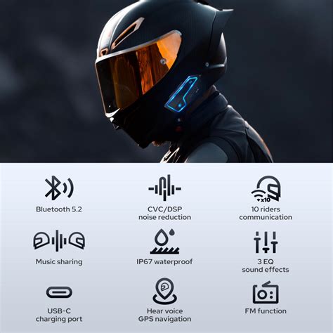 Gearelec Gx10 Motorcycle Helmet Intercom Headset For 10 Riders 2000m Bluetooth 5 2 Ip67 Shopee