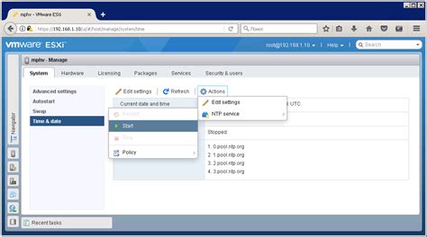 Esxi 67 — настройка Ntp Internet