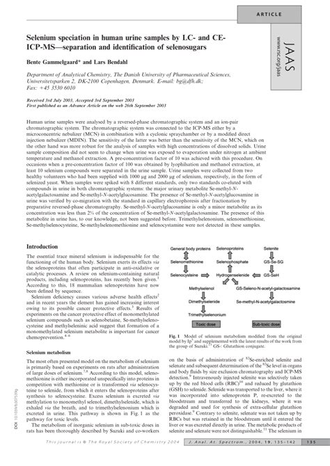 Pdf Selenium Speciation In Human Urine Samples By Lc And Ce Icp Ms Separation And