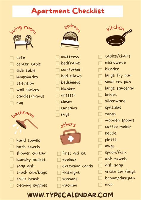 My First Apartment Checklist Free Printable First Off