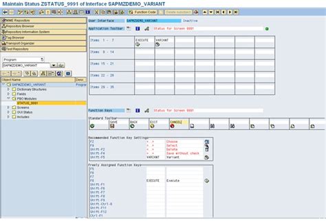 sap abap central creation of selection screen variant in module pool programming
