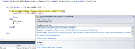 Sql Server Argument Out Of Range Parameter Name Index Stack Overflow