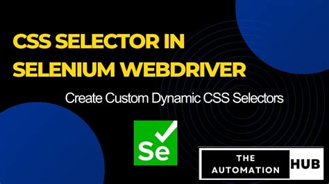 Css Selector In Selenium Web Driver Create Dynamic Css Selector Youtube