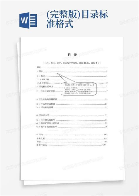完整版 目录标准格式word模板下载 编号lyvmnvnb 熊猫办公