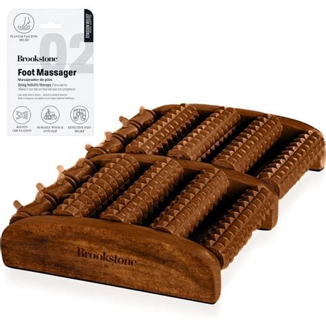 Brookstone Wood Foot Massager Wooden Massage Roller To Stimulate Foot