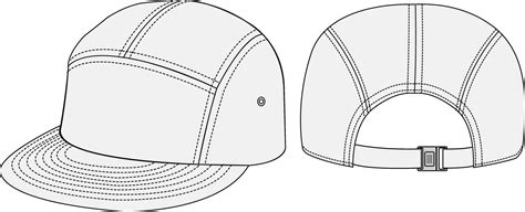 Blank 5 Panel Hat Vector Illustration Fashion Flat Cap Template Front