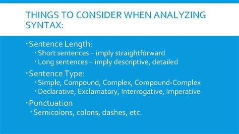 Syntax Style Analysis Minilesson Defining Syntax The Way