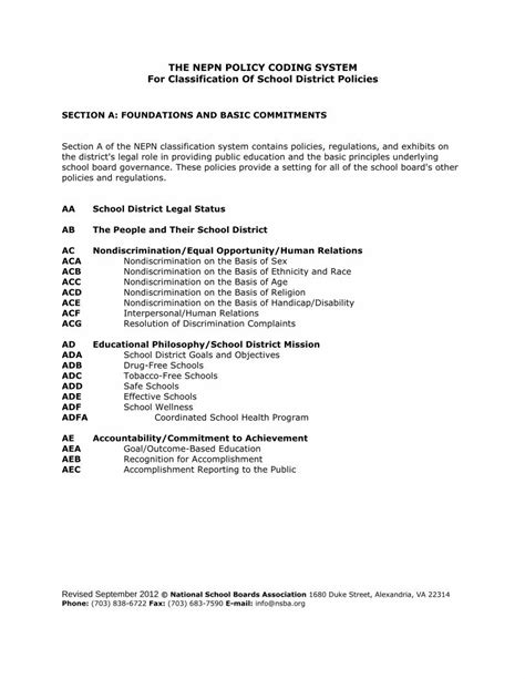 Pdf The Nepn Policy Coding System For Classification Of School