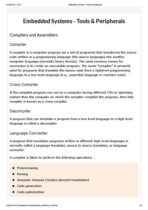 Embedded Systems Tools And Peripherals Embedded Systems Tools