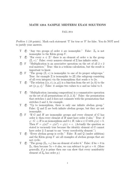 sample midterm sol pdf group mathematics mathematical analysis