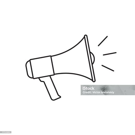 메가폰 윤곽선 아이콘입니다 시끄러운 스피커 또는 불혼 기호 벡터 그림입니다 0명에 대한 스톡 벡터 아트 및 기타 이미지 0명 검은색 경고 기호 Istock