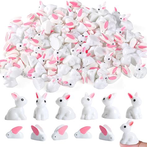 Ozio 100pcs Rabbit Miniature Figurines Easter Bunny Mini