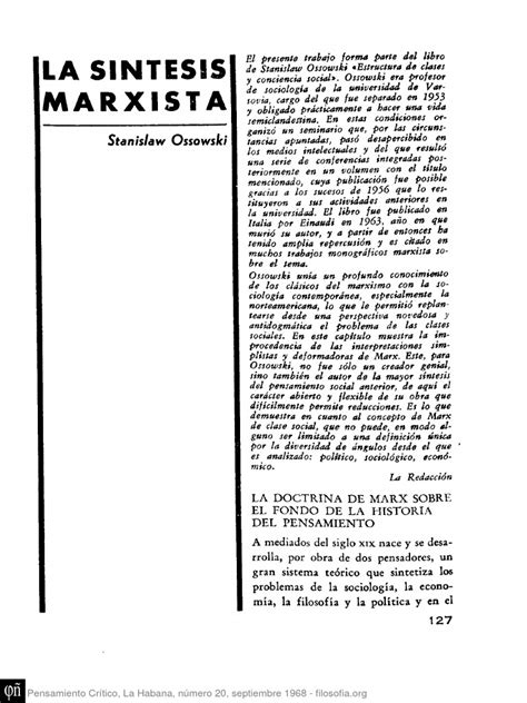 Stanislaw Ossowski La Síntesis Marxista Pdf