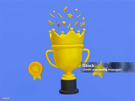 3d 최소 승자 컵 공로상 트로피 컵 챔피언 트로피 반짝이는 황금 컵 수상자 상 챔피언 트로피 금메달 별 3d 렌더링 그림 0명에 대한 스톡 사진 및 기타 이미지 Istock