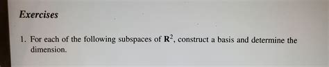 Solved 1 For Each Of The Following Subspaces Of R2