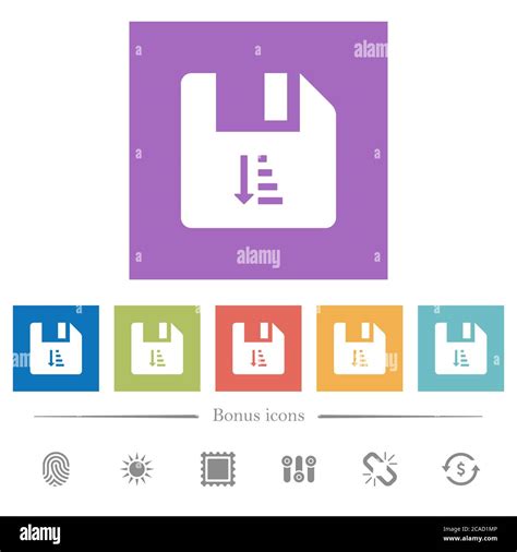 Ascending File Sort Flat White Icons In Square Backgrounds 6 Bonus