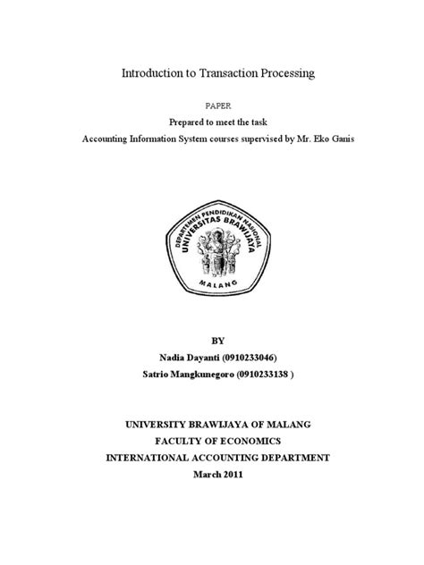 Introduction To Transaction Processing Pdf Databases Audit