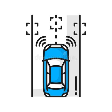 Autonomous Car Self Driving Vehicle On Road Icon Stock Vector Illustration Of Warning Safety