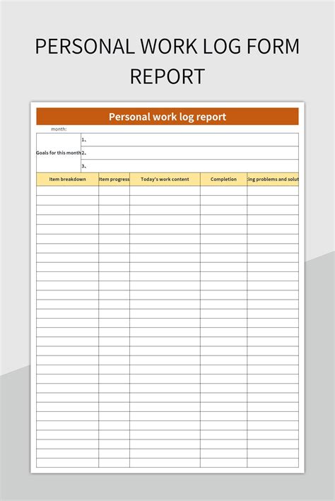 Free Personal Work Log Templates For Google Sheets And Microsoft Excel Slidesdocs