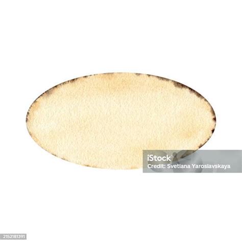 타원형 모양의 빈티지 종이입니다 얼룩진 편지 시트 복사 예비 템플릿 작성 손으로 그린 수채화 그림은 흰색 배경에 고립되어 있습니다 엽서 포스터 오래된 신문 배경