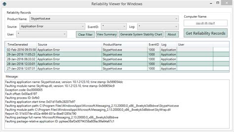 Reliability Viewer For Windows