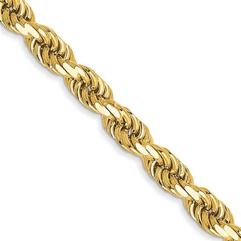 2 Inch 10k Yellow Gold 35mm Semi Solid Dc Rope Chain