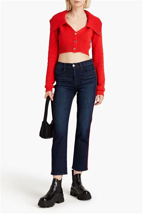 Frame Le High Straight 하이라이즈 크롭 스트레이트 레그 진 최대 70 세일 The Outnet