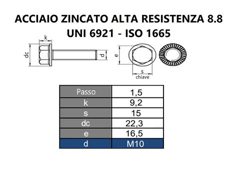 Viti Testa Esagonale Flangiate M5 M6 M8 M10 Con Flangia Rondella