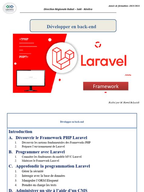 Cour Développer En Back End Belyazidi 1 Framework Laravel Pdf Php Fichier Informatique