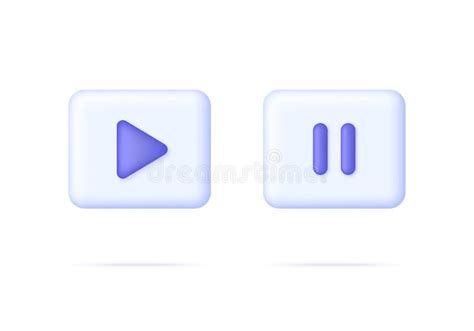 3d Set Of Pause And Play Buttons Player Concept Button Click Push