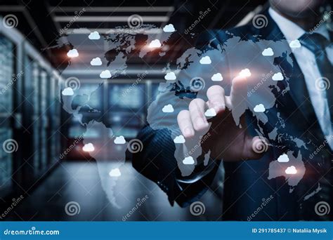 The Concept Of Working With Data Clouds In The Global Network Stock