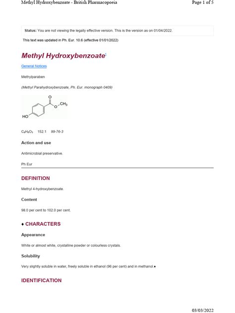 Methyl Hydroxybenzoate Bp2022 Pdf Chromatography Thin Layer