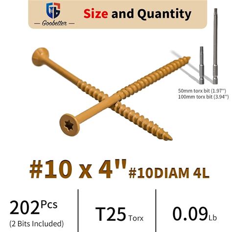 Wood Screws Deck Screws 4 Inch Pcs Torx Screws Construction Fence 10 X