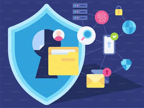 주변에 아이콘이 있는 방패 벡터 Unsplash의 사이버 보안 이미지