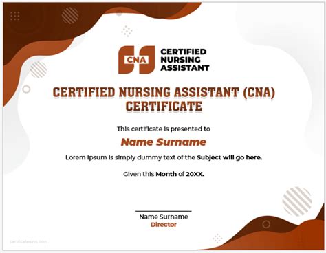 Certified Nursing Assistant Cna Certificate Templates