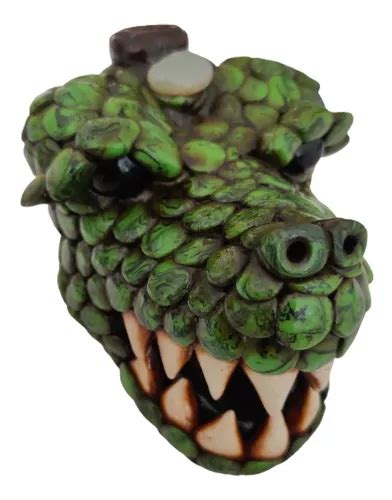 Cabeza Cocodrilo D Barro Teotihuacano Artesania Marca Erilio Envío Gratis