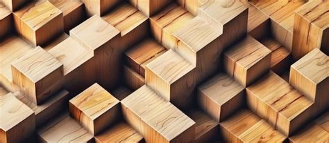 Premium Photo Abstract Geometric Pattern Of Wooden Isometric Cubes