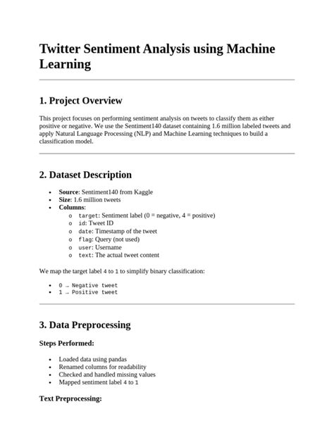 Twitter Sentiment Analysis Using Machine Learning Project Report Pdf