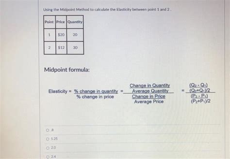 Solved Using The Midpoint Method To Calculate The Elasticity Chegg Com