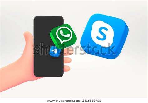 Sending Messages Via Whatsapp Telegram Skype Stock Vector Royalty Free