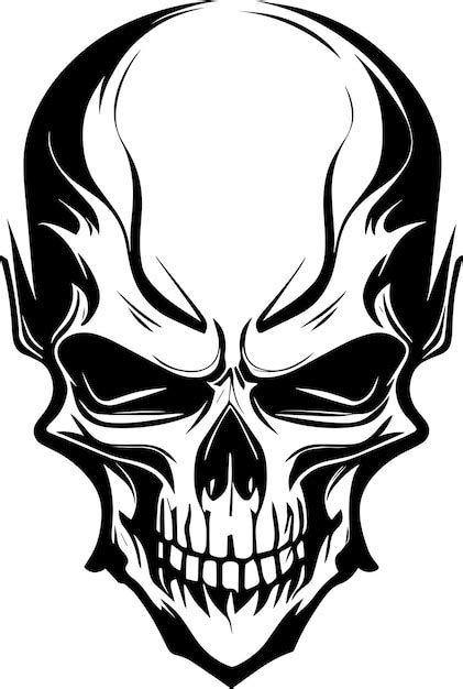 Premium Vector Evil Skull Black Monochrome Logo