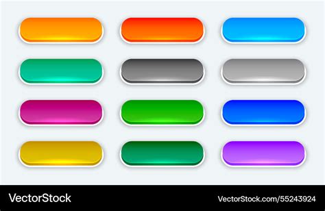 set of 3d empty rectangular web button sign design