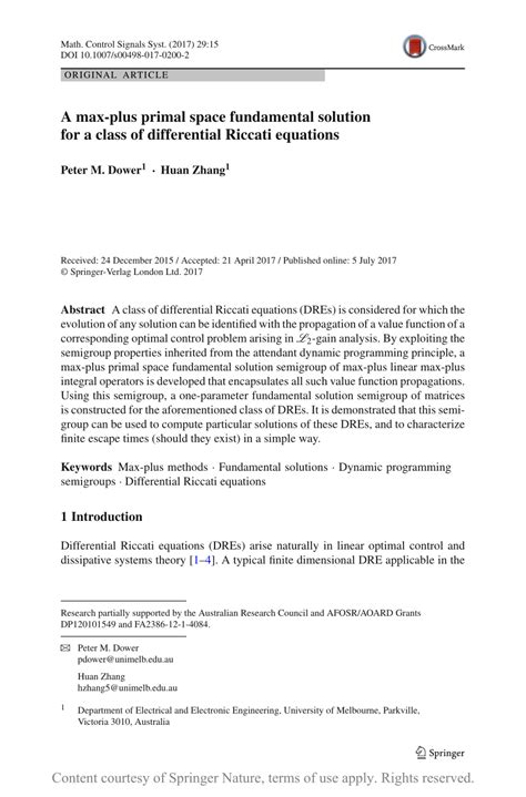 A New Fundamental Solution For A Class Of Differential Riccati Equations Request Pdf