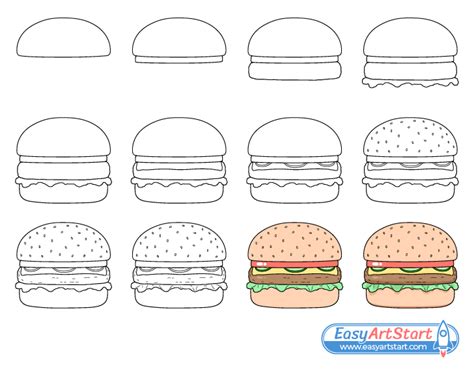 How To Draw A Burger In Steps EasyArtStart