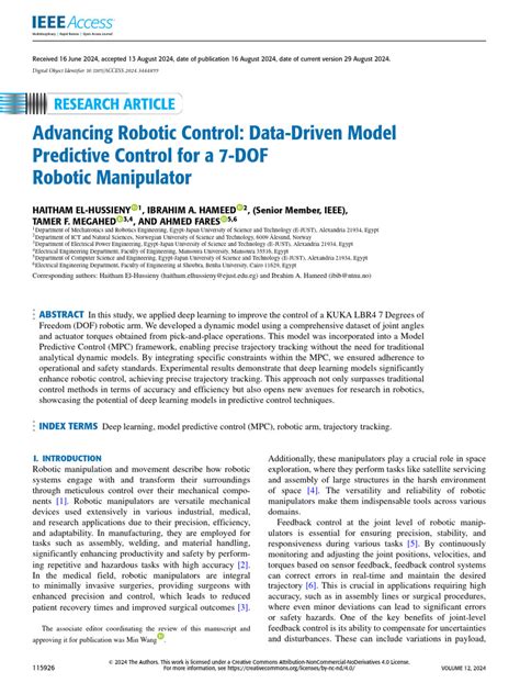 Advancing Robotic Control Data Driven Model Predictive Control For A 7 Dof Robotic Manipulator
