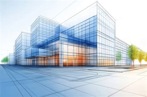 Architectural Blueprint Of A Modern Commercial Building Highlighting Design Elements And Layout