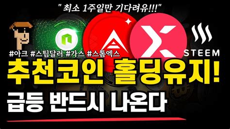 스팀달러 아크 가스 스톰엑스 코인 펌핑 예상종목 최소 2주일은 홀딩해야 수익보는코인 알트코인 전망 호재 분석 Youtube