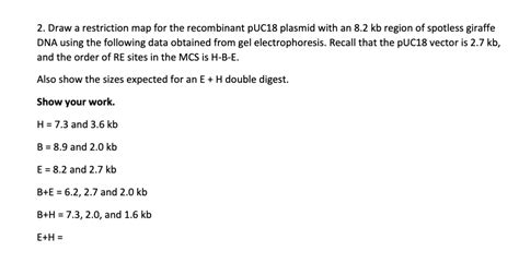 Solved 2 Draw A Restriction Map For The Recombinant Puc18